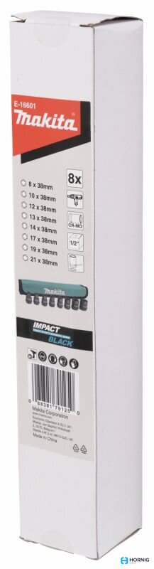 MAKITA E-16601 sada nástrčných hlavic 1/2", Impact BLACK, 8-21mm ...